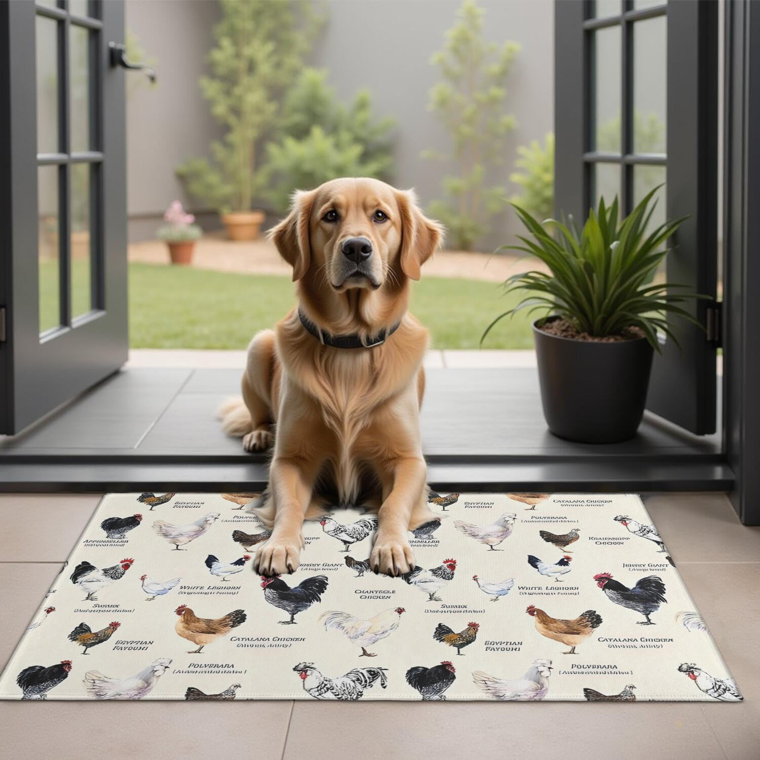 Beige Chicken Breed Pattern Door Rugs,Washable Non Slip Door Mats ...