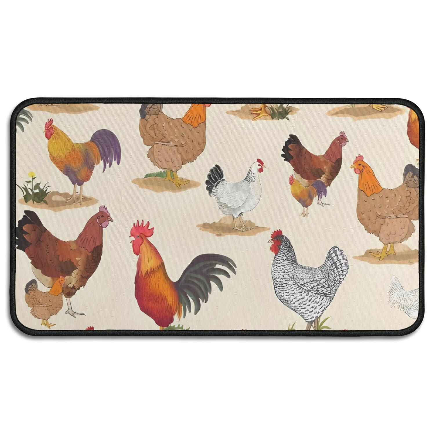 Beige Chicken Breed Pattern Door Rugs,Washable Non Slip Door Mats ...