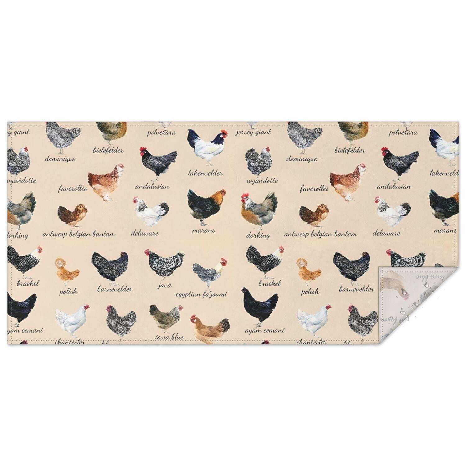 Beige Chicken Breed Pattern Rectangle Tablecloth 60"x120",Waterproof ...