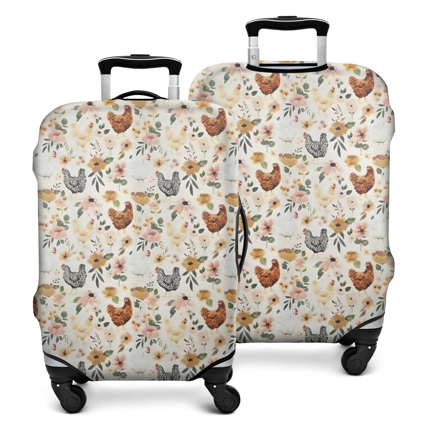 Beige Chicken Floral Pattern Luggage Cover Fashion Suitcase Cover ...