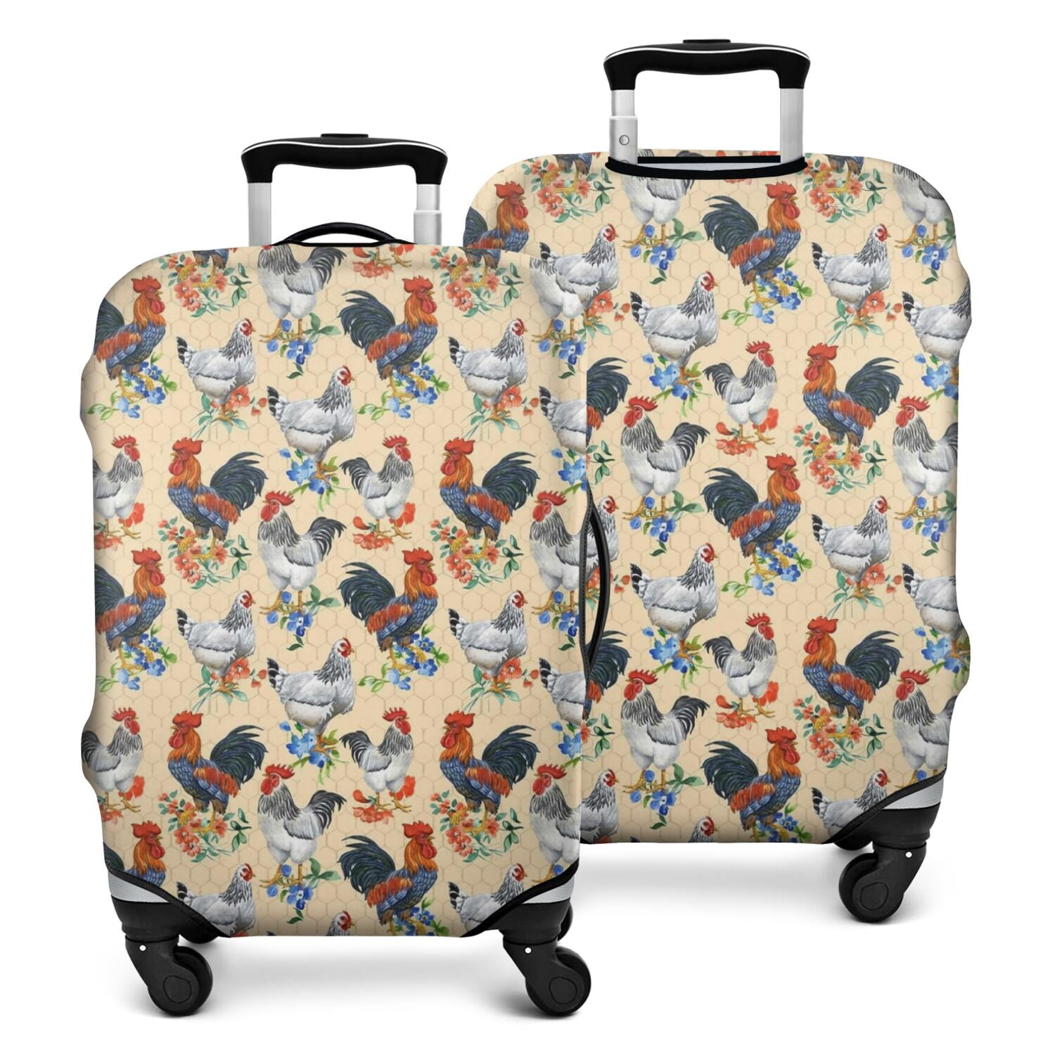 Beige Chicken Floral Pattern Luggage Cover Fashion Suitcase Cover ...