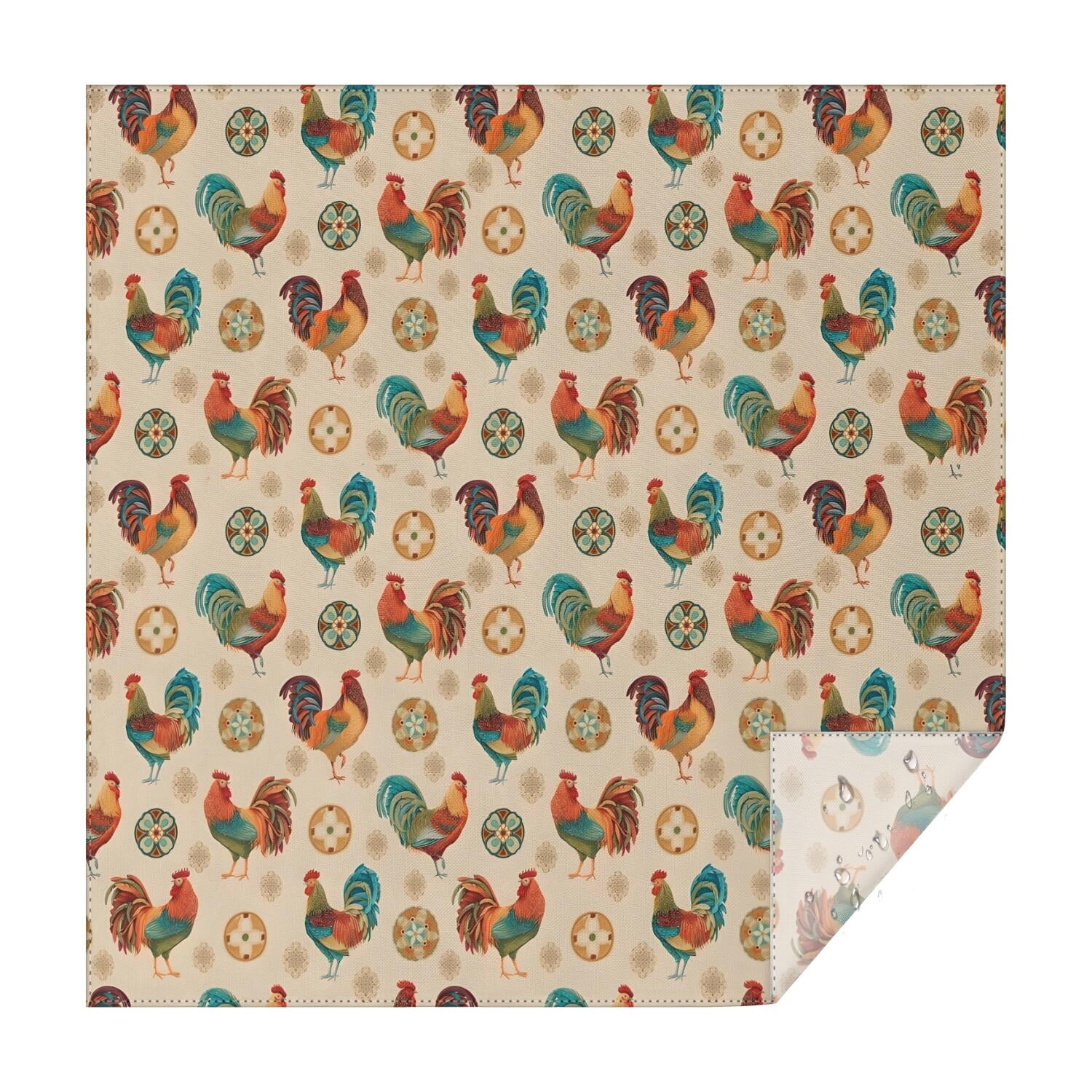 Beige Chicken Pattern Square Tablecloth,Waterproof Square Table Cover ...