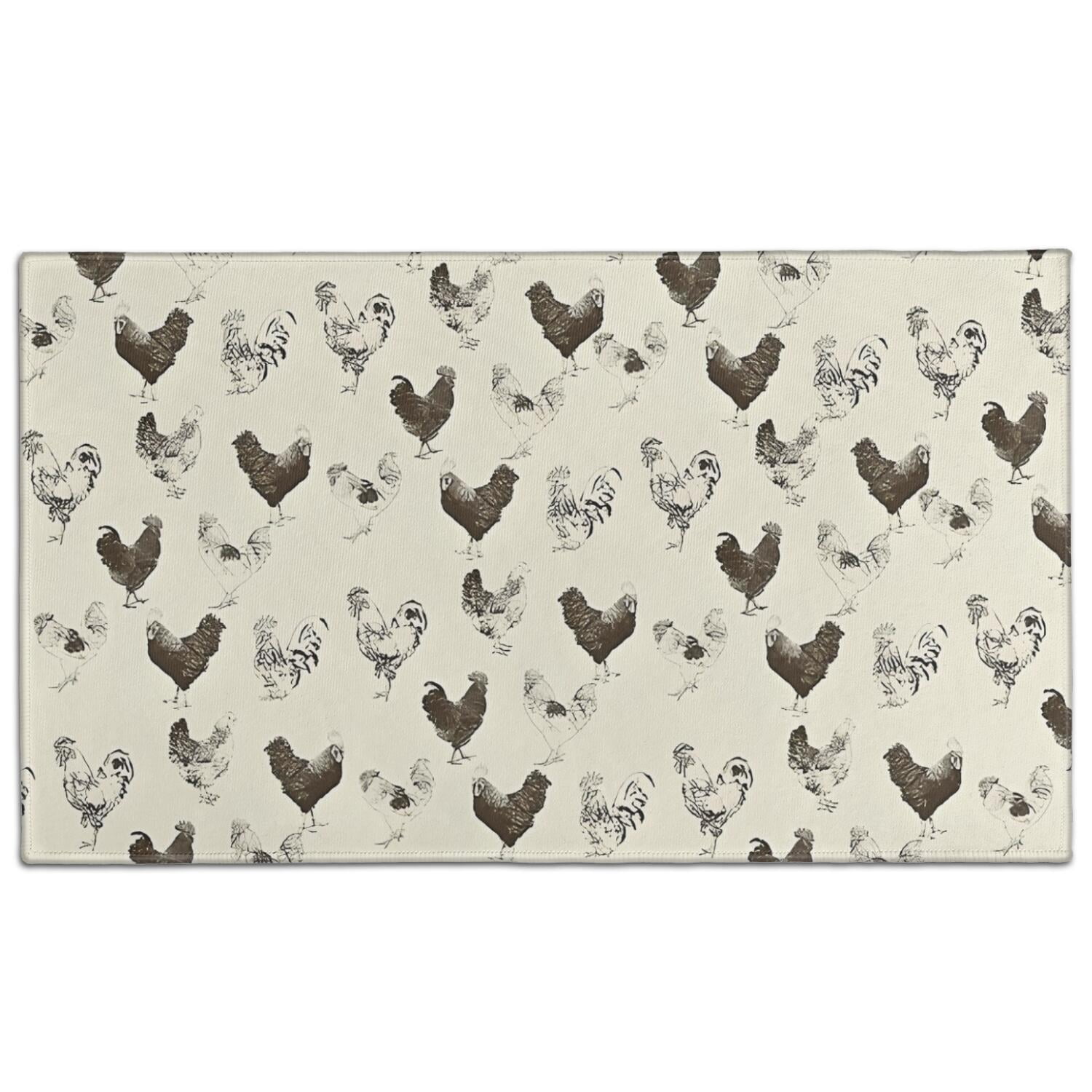 Beige Chicken Sketch Pattern Door Rugs,Washable Non Slip Door Mats ...