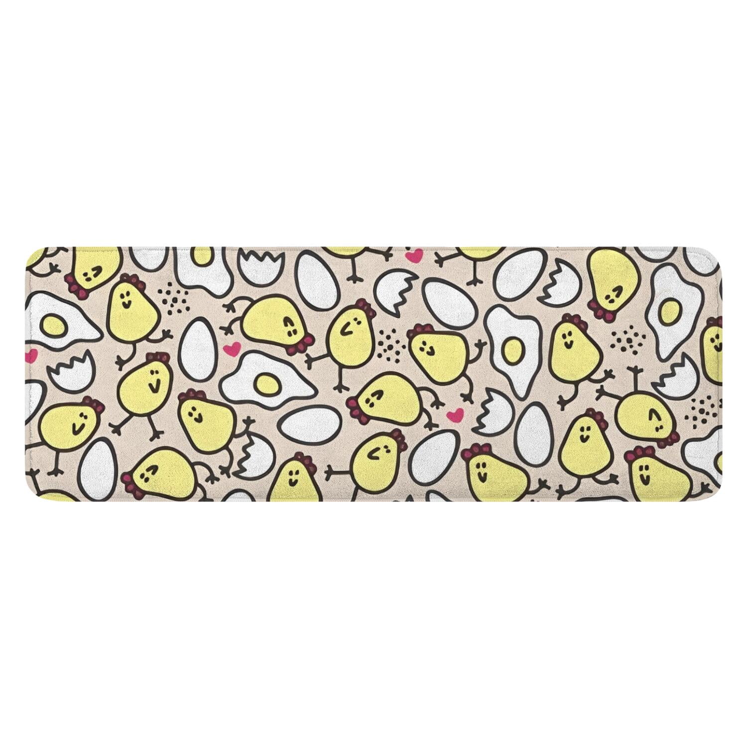 Beige Chicken Yellow Chick Egg Pattern Kitchen Rug Mat,Kitchen Runner ...