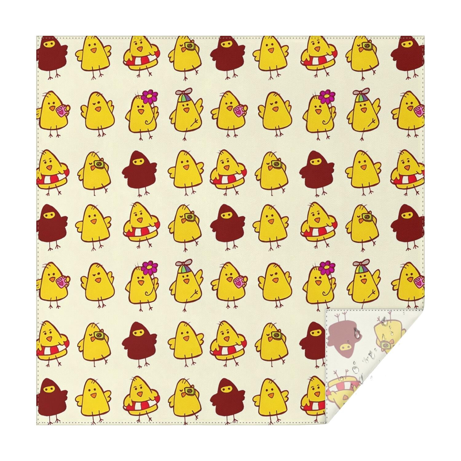 Beige Chicken Yellow Chick Pattern Square Tablecloth,Waterproof Square ...