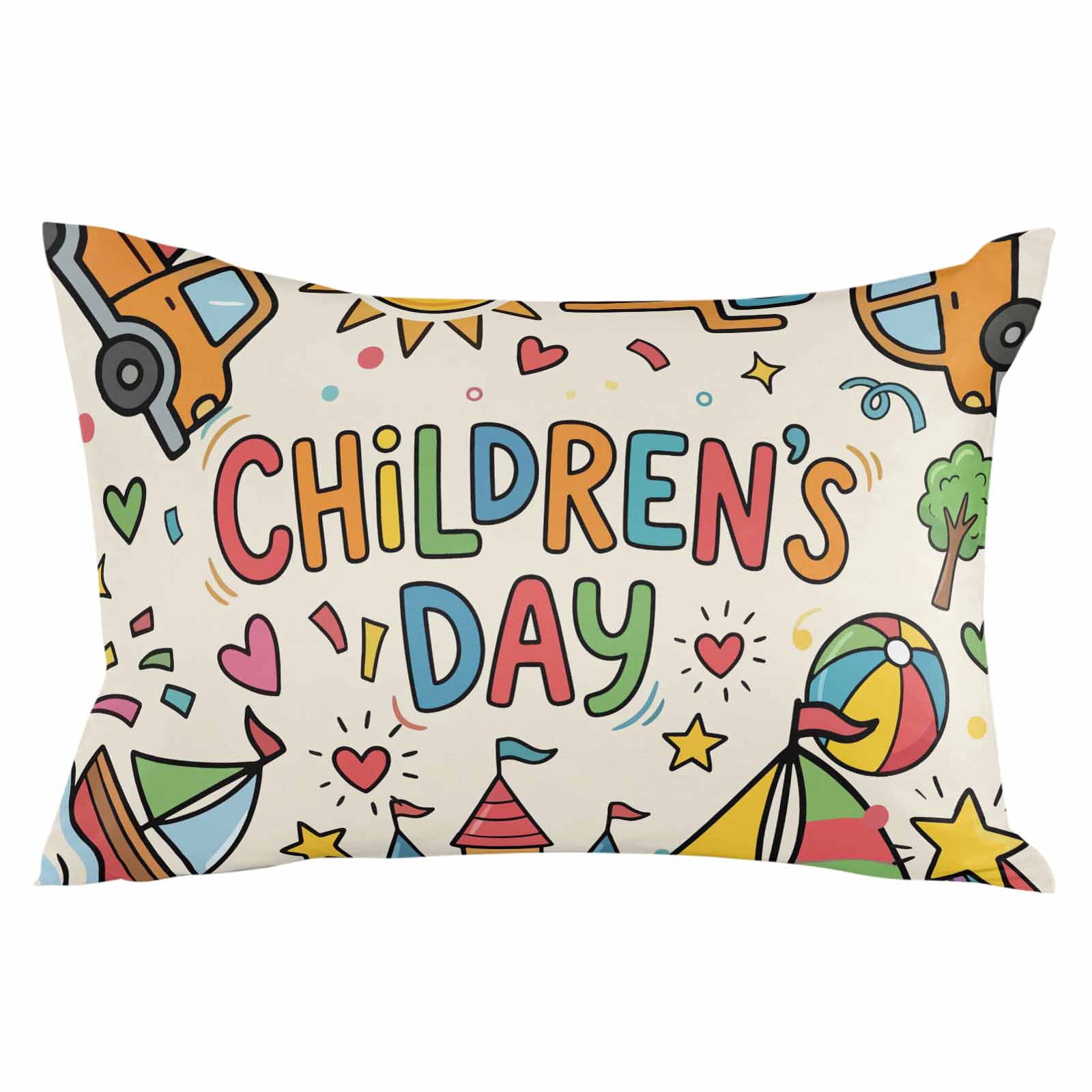 Beige Children's Day Throw Pillow Cover 20 x 36 Inch Decorative Pillow ...