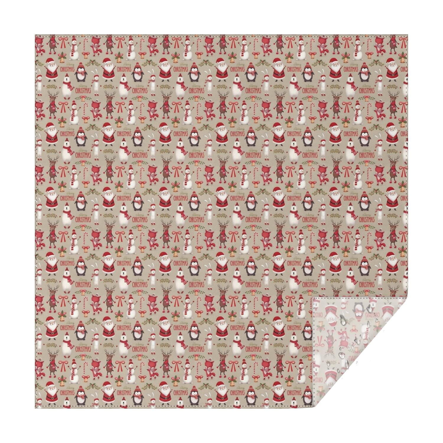 Beige Christmas Character Pattern Square Tablecloth,Waterproof Square ...