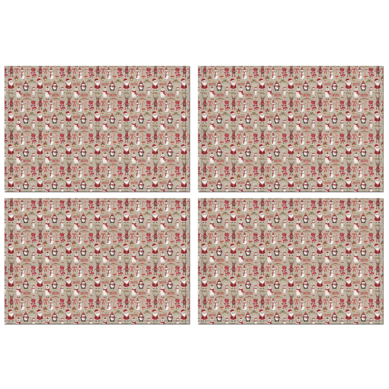 Beige Christmas Character Pattern Summer Placemats Table Placemats Set ...