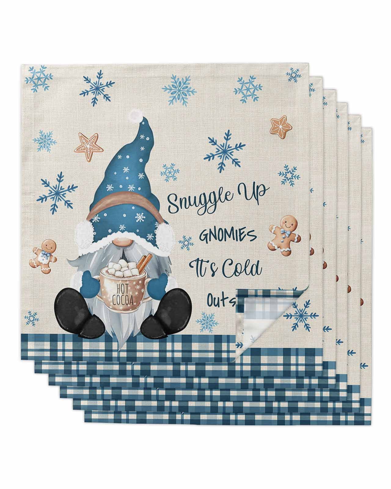 Beige Christmas Cloth Napkins Set of 6 Reusable Dinner Napkins, Xmas ...