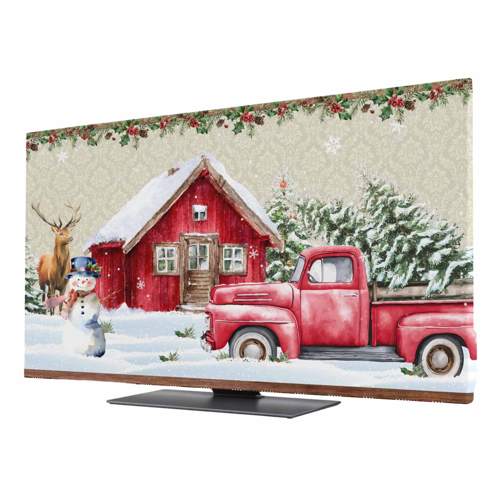 Beige Christmas Elastic Indoor TV Cover 24" Dust Protector,Stretch ...