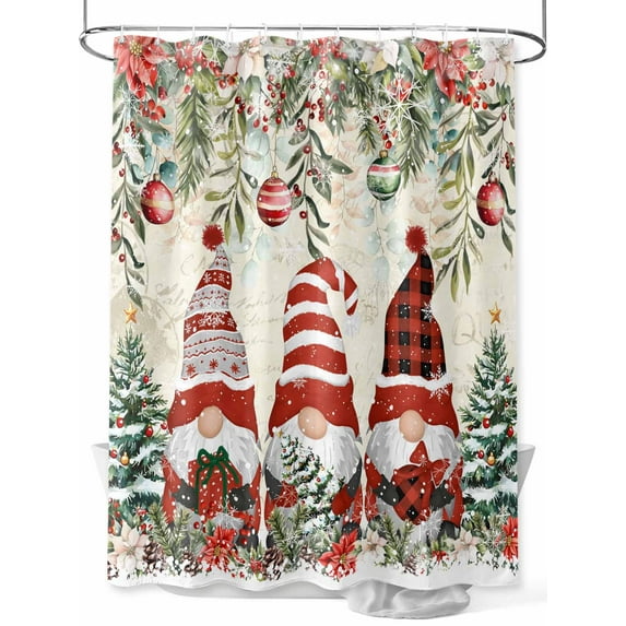Beige Christmas Extra Long Shower Curtain Set, Waterproof Shower ...