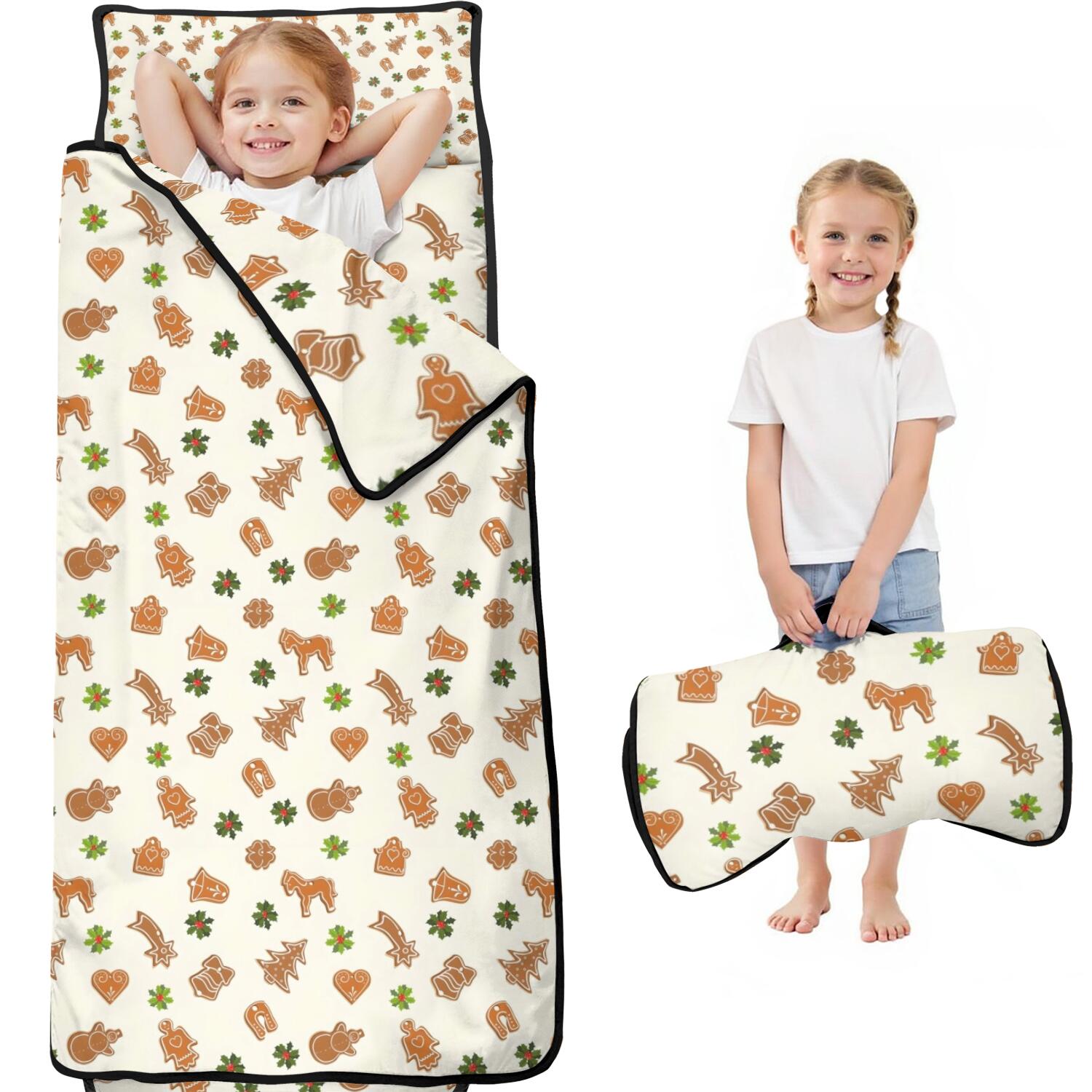 Beige Christmas Gingerbread Pattern Toddler Nap Mats for Kids Preschool ...