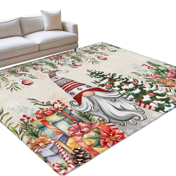 Beige Christmas Gnomes Washable Rug 3x5 Area Rug for Living Room ...