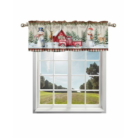 Beige Christmas Kitchen Curtain Valances for Windows Farmhouse Short ...