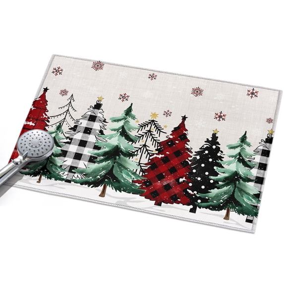 Beige Christmas Tree Entryway Rug 2x3ft Washable Non Slip Bathroom Rug ...