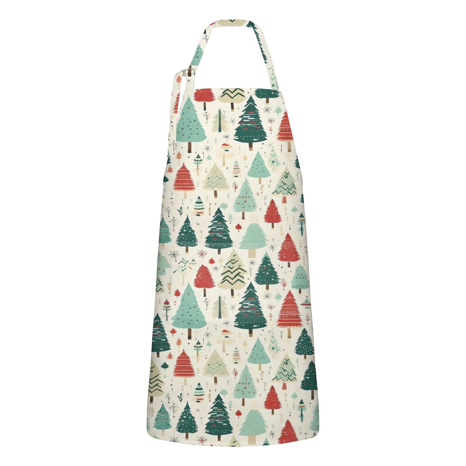 Beige Christmas Tree Apron-Garden Aprons for Women with Pockets-Cotton ...