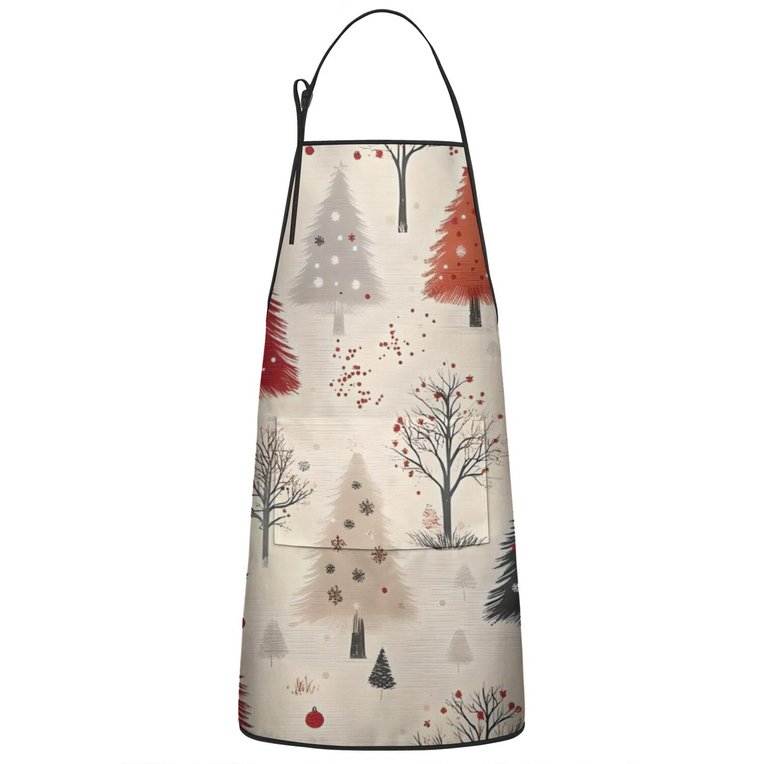 Beige Christmas Tree Pattern Apron-Garden Aprons for Women with Pockets ...