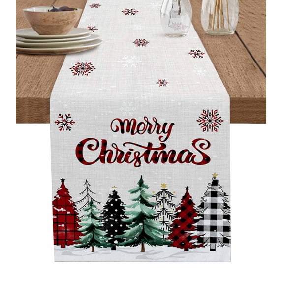 Beige Christmas Tree Table Runner 60 Inches, Xmas Trees Winter ...