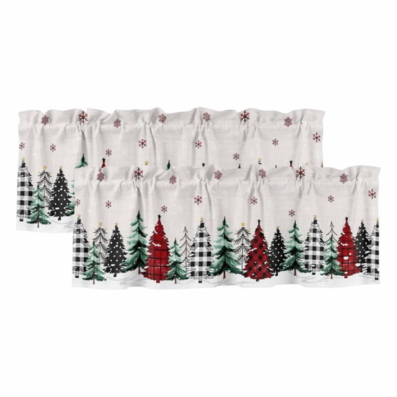 Beige Christmas Tree Valances for Windows, Decorative Rod Pocket Window ...