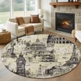 Beige City 6FT Round Area Rugs for Living Room Retro Country Beige ...