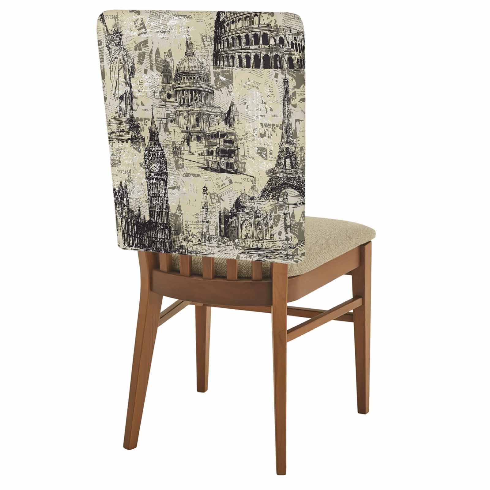 Beige City Chair Covers Set of 1 Retro Country Beige Architecture ...