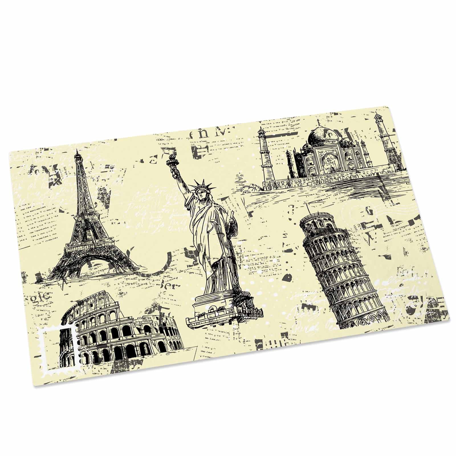 Beige City Door Mat 16x24 Inch Modern Black Architecture Light Yellow ...