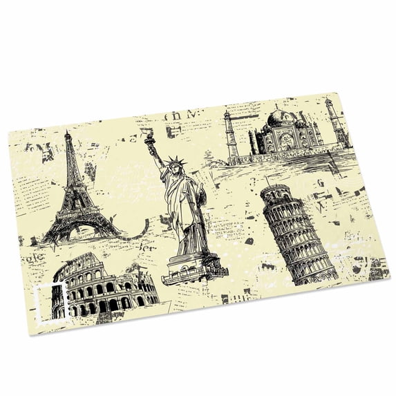 Beige City Door Mat 16x24 Inch Modern Black Architecture Light Yellow ...
