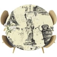 Beige City Round Tablecloth 45-54 Inch Round Fitted Table Cloth with ...