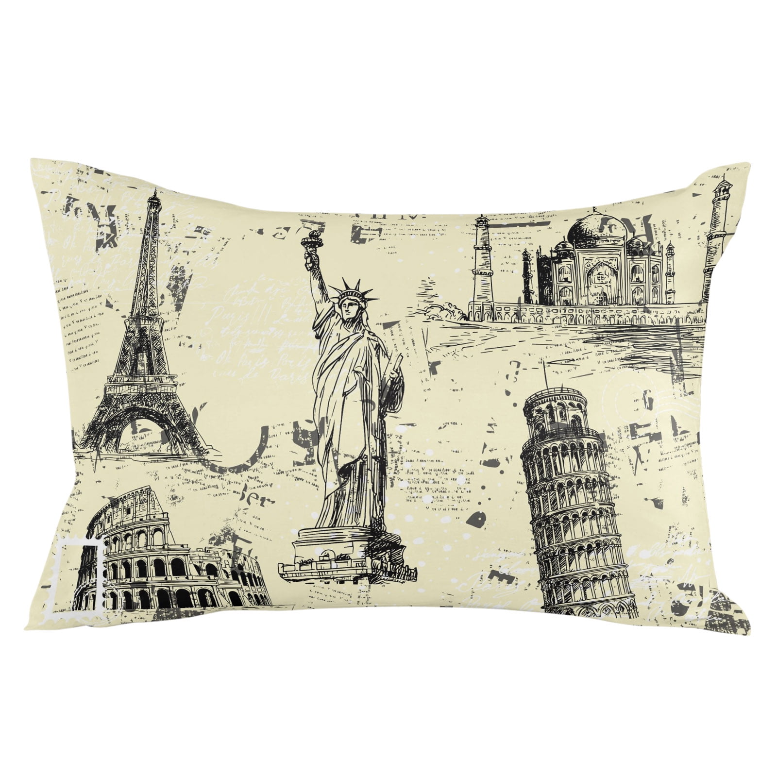 Beige City Throw Pillow Cover 20 x 36 Inch Decorative Pillow Cover ...
