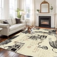 Beige City Washable Area Rug 5x8 Retro Modern Abstract Beige ...