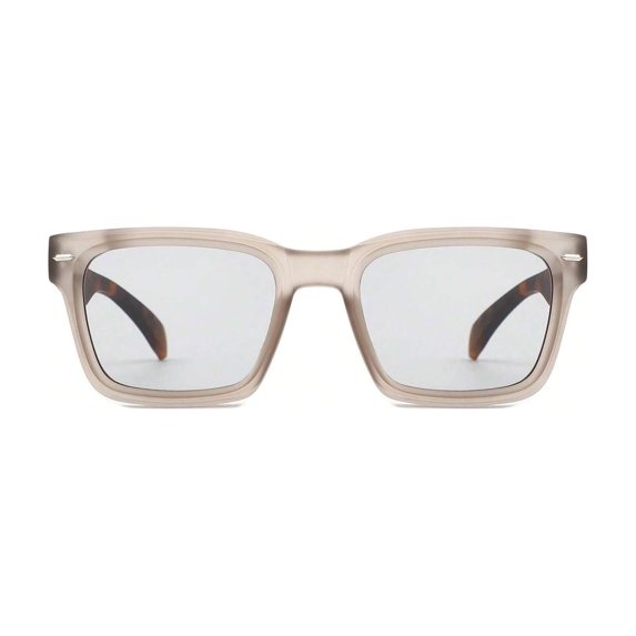 Beige Clear Frame Sunglasses - Minimalist Design UV Protection Daily ...