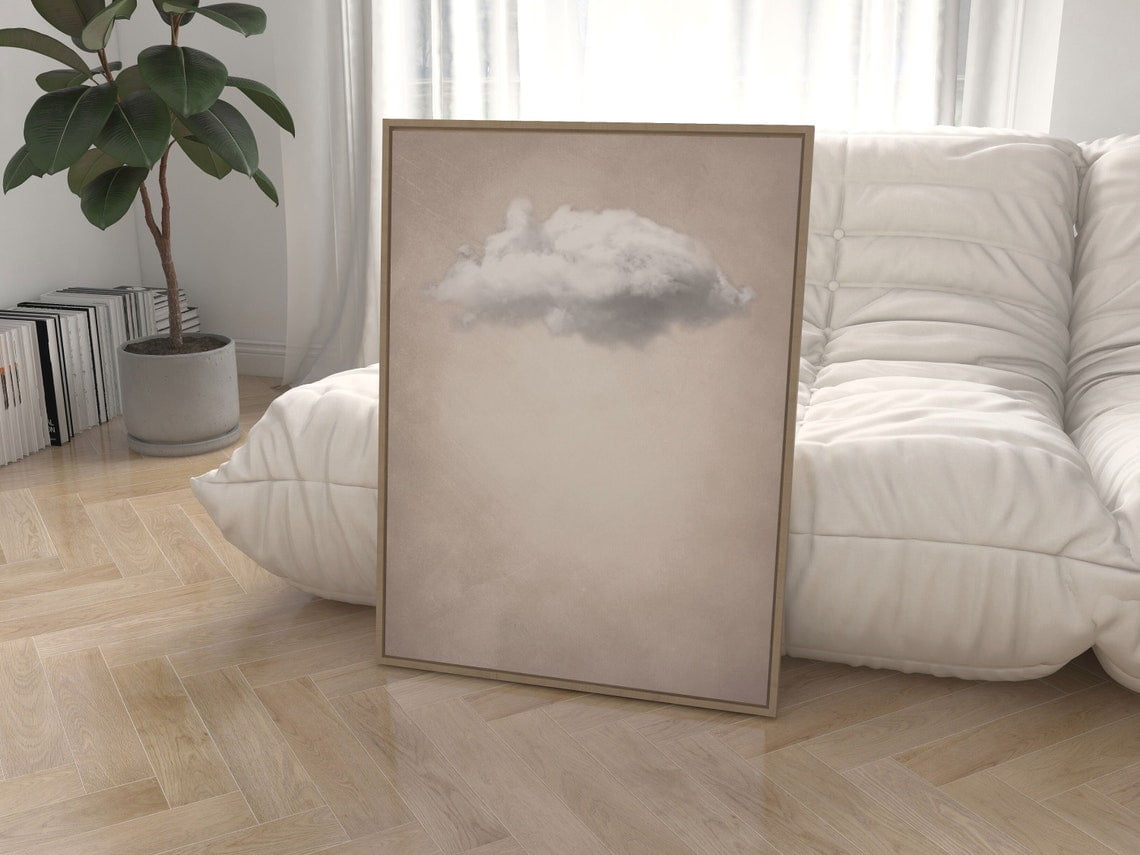 Beige Cloud Wall Art Print Wall Decor Over The Bed Neutral Abstract Art ...