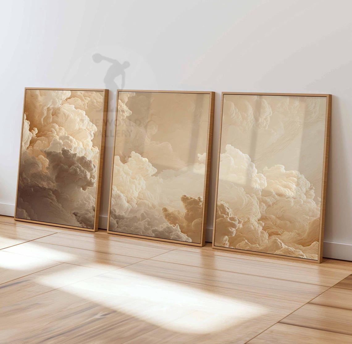 Beige Clouds Bedroom Wall Art White Clouds Beige Sky Vintage Home Decor ...
