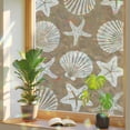Beige Coastal Window Privacy Film, Starfish Shell Ocean Nautical ...