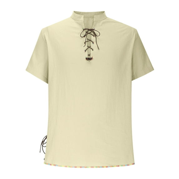 Beige Collared High Neck Spandex Tshirts for Mens Fall Summer Short ...