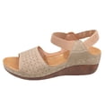 Beige Comfy Wedge Heel Large Size Elastic Roman Sandals Fish Mouth Open ...