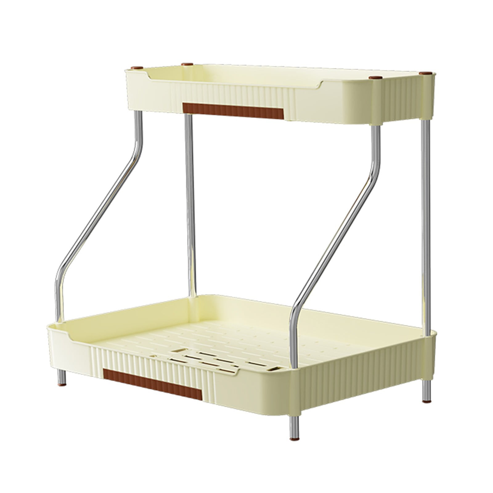 Beige Compact Kitchen Counter Organizer With Slanted Shelves Durable ...