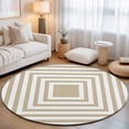Beige Concentric Squares 8' Round Rug for Open Concept Living Room ...
