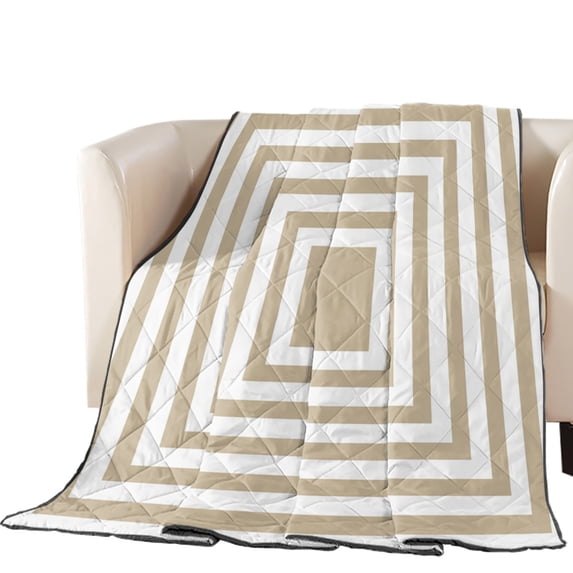 Beige Concentric Squares Quilted Comforters Cooling Blanket Oversized ...
