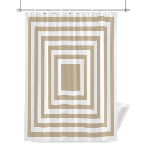 Beige Concentric Squares Shower Curtain, Modern Abstract Minimalist ...
