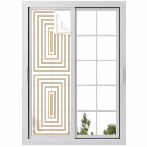 Beige Concentric Squares Window Privacy Film Modern Abstract Minimalist ...