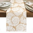 Beige Conch Cotton Linen Table Runner Coastal Summer Ocean Beach ...