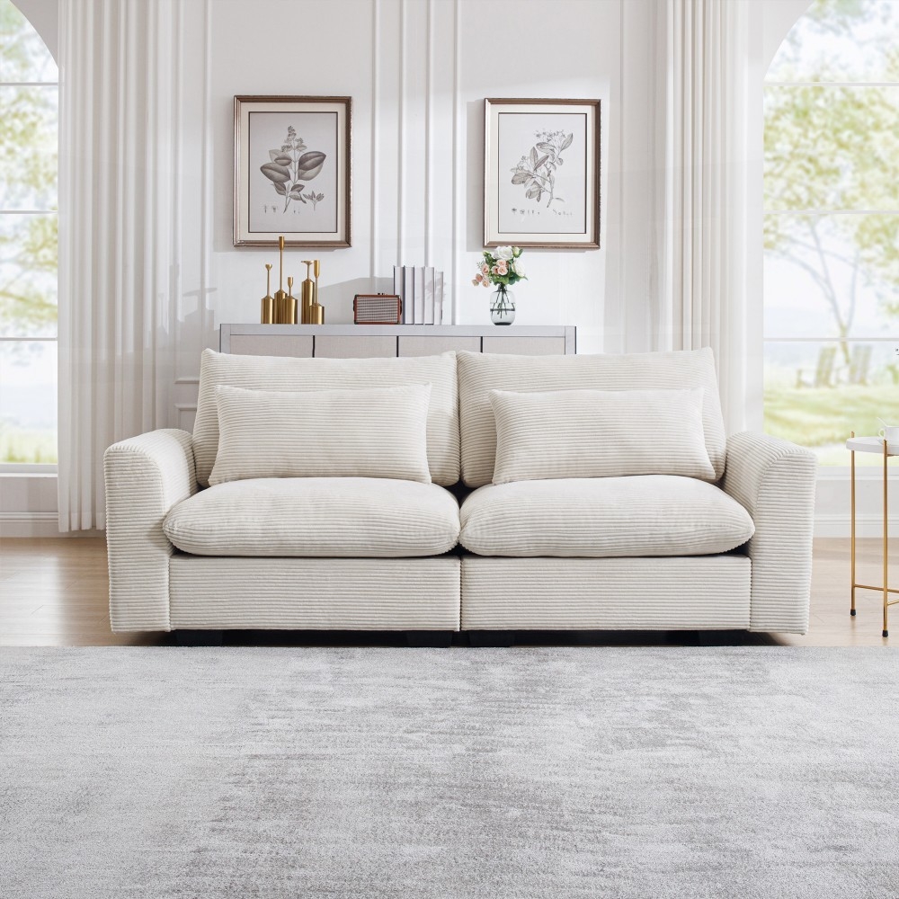 Beige Corduroy Sofa Couch: Deep Seats & 10 Sofa Combinations for Living ...
