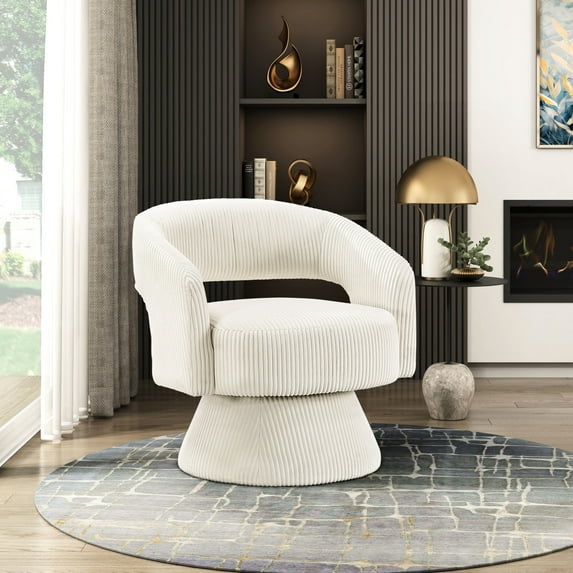 Beige Corduroy Swivel Chair | Versatile Movement in Primary Areas ...