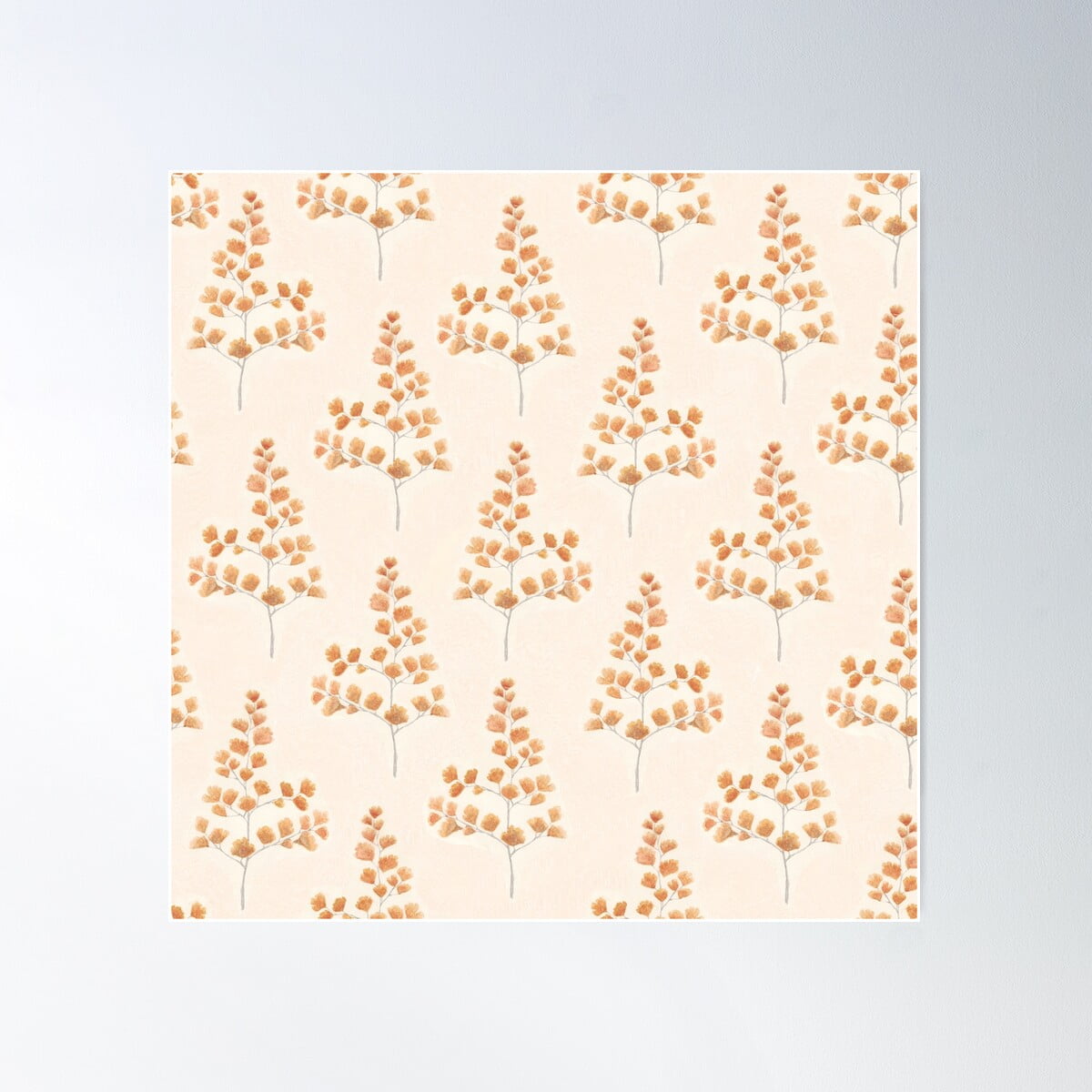 Beige Cottagecore Maidenhair Fern Watercolor Surface Pattern Design ...