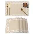 Beige Cotton Linen Placemats Set of 12, Geometric Morocco Printed ...