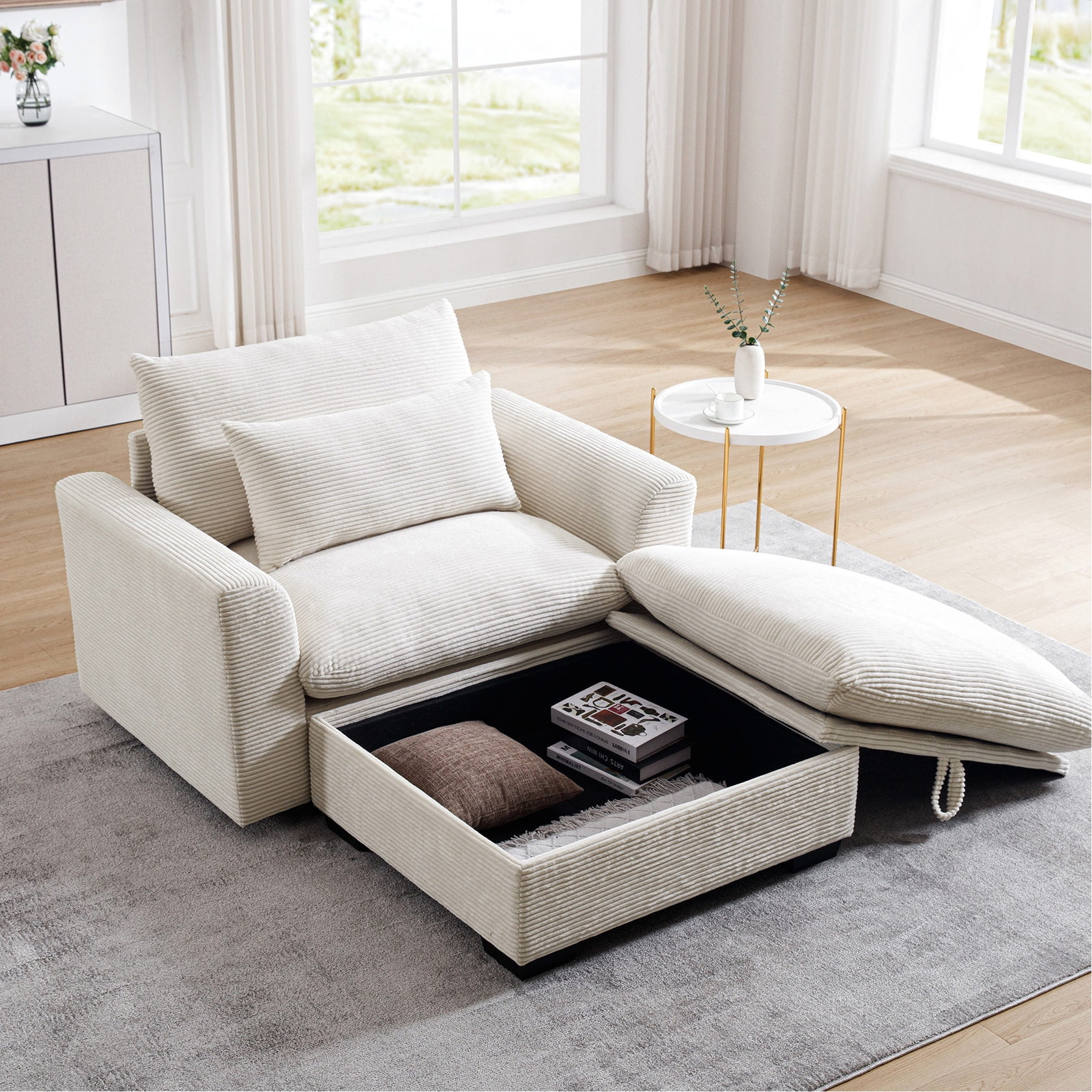 Beige Couch with Extended Deep Seats / Relaxing Seating Experience ...