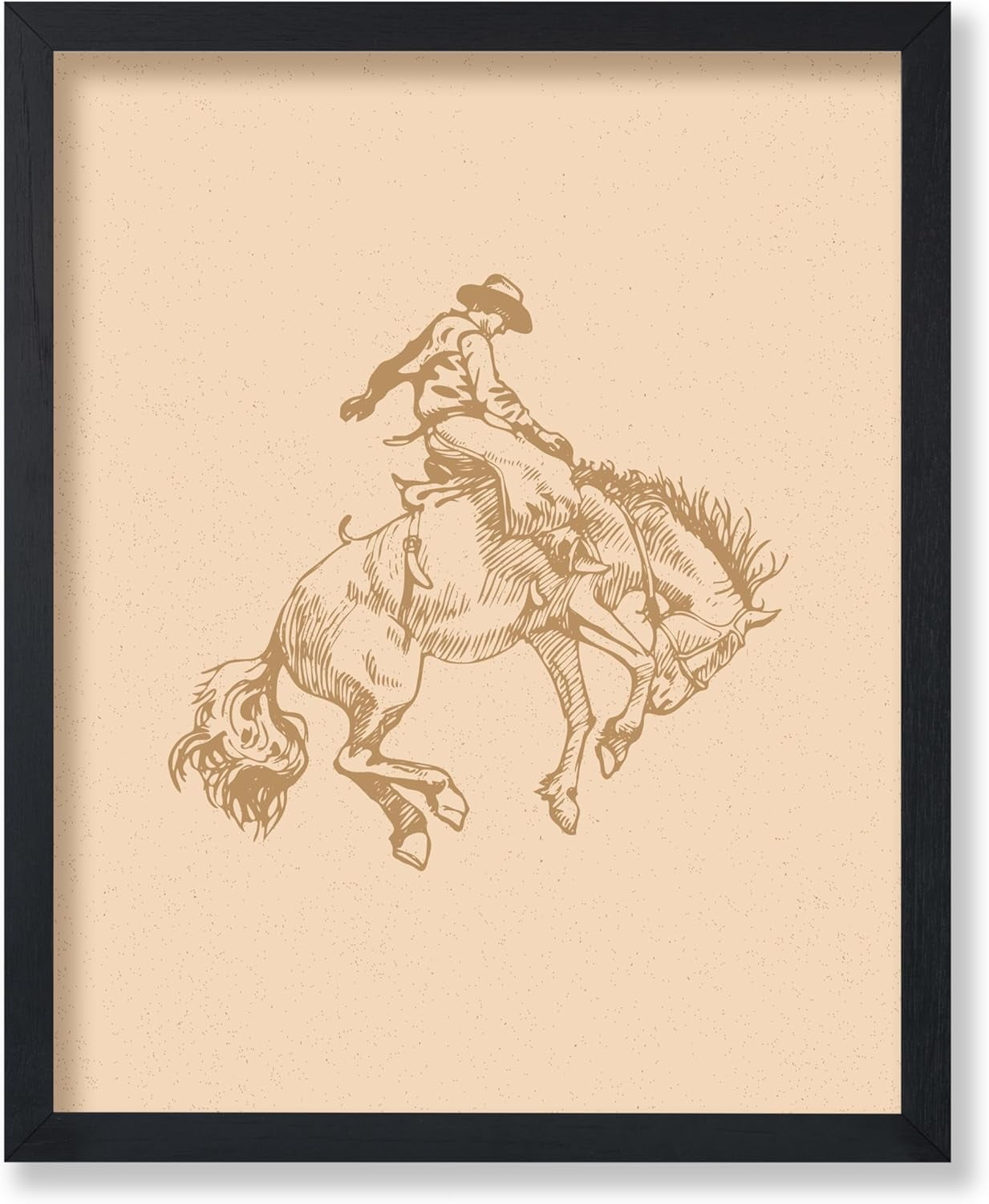 Beige Cowboy Poster - Retro Cowboy on Bucking Horse Print - Rodeo Art ...
