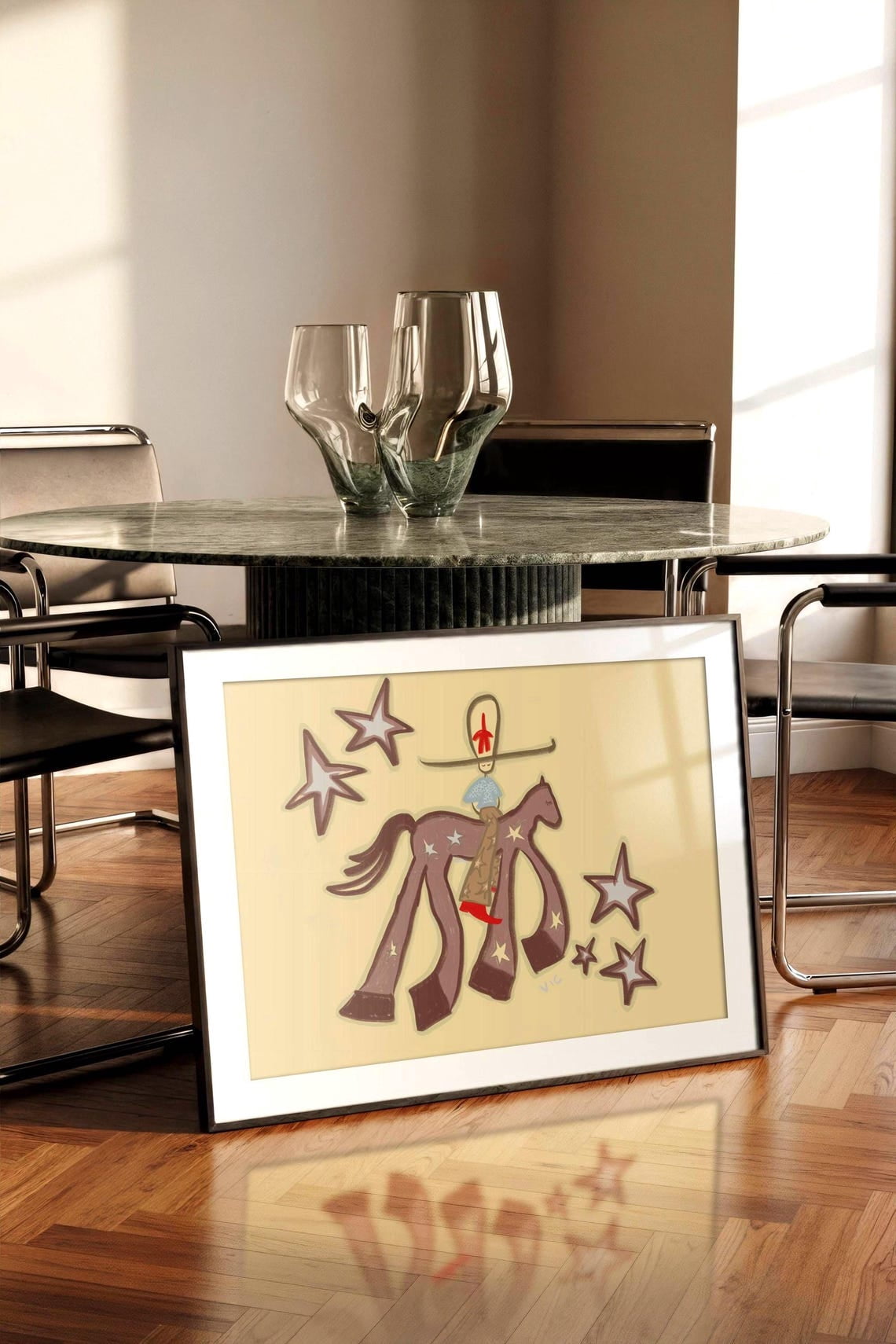 Beige Cowboy Wall Art Western Horse Ranch Decor Neutral, Stretched ...