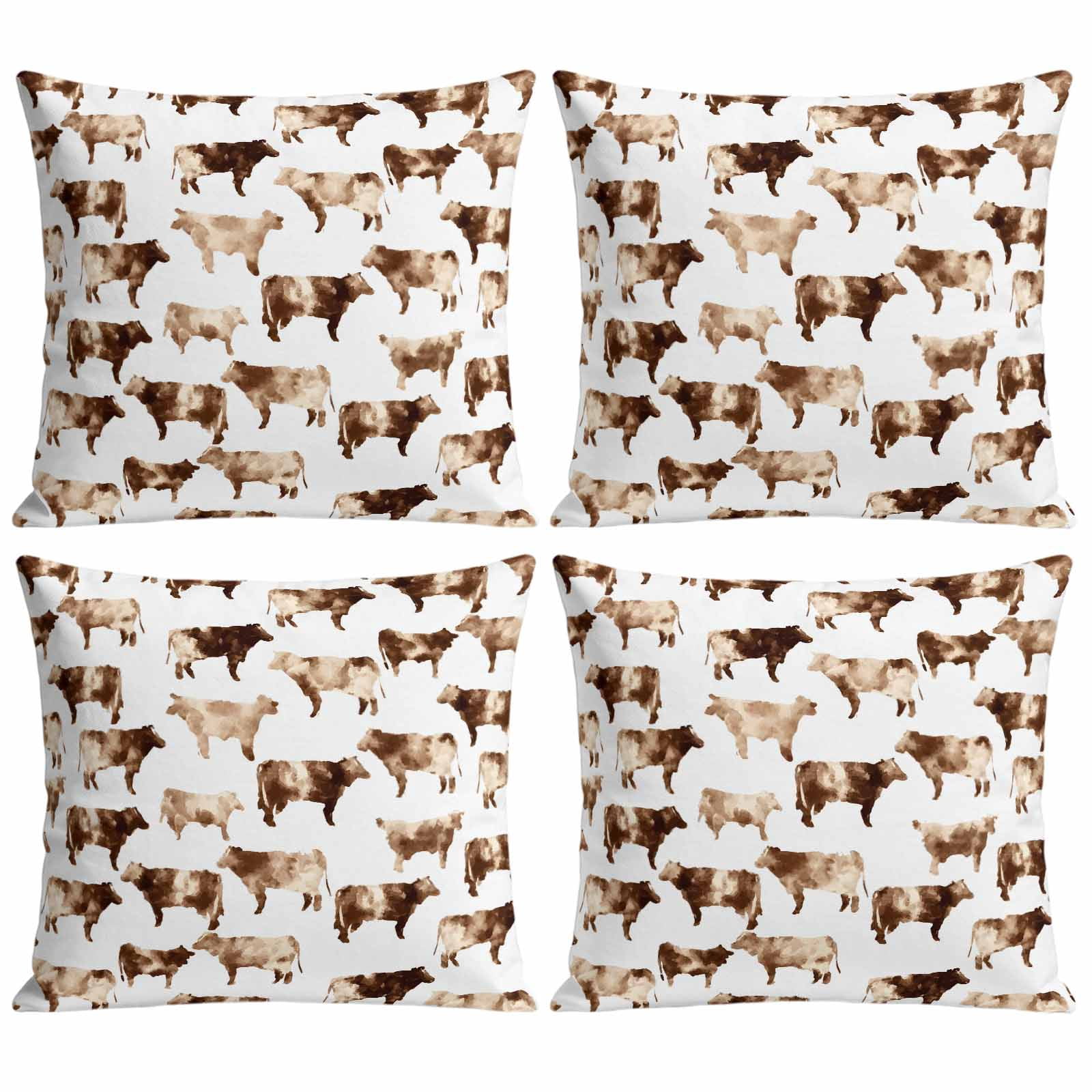 Beige Cows Farmhouse Throw Pillow Covers 16 x 16 Inch Pillow Covers Set ...